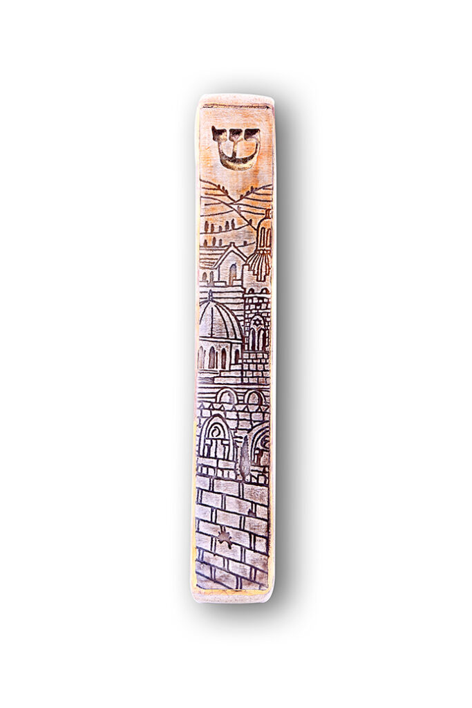 MEZUZAH SUNRISE OVER JERUSALEM – Hand made ceramic – Amir rom