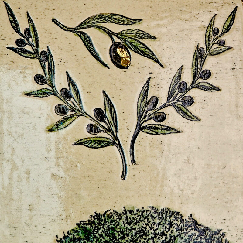 OLIVE TREE – Handmade ceramic plaque – Amir rom